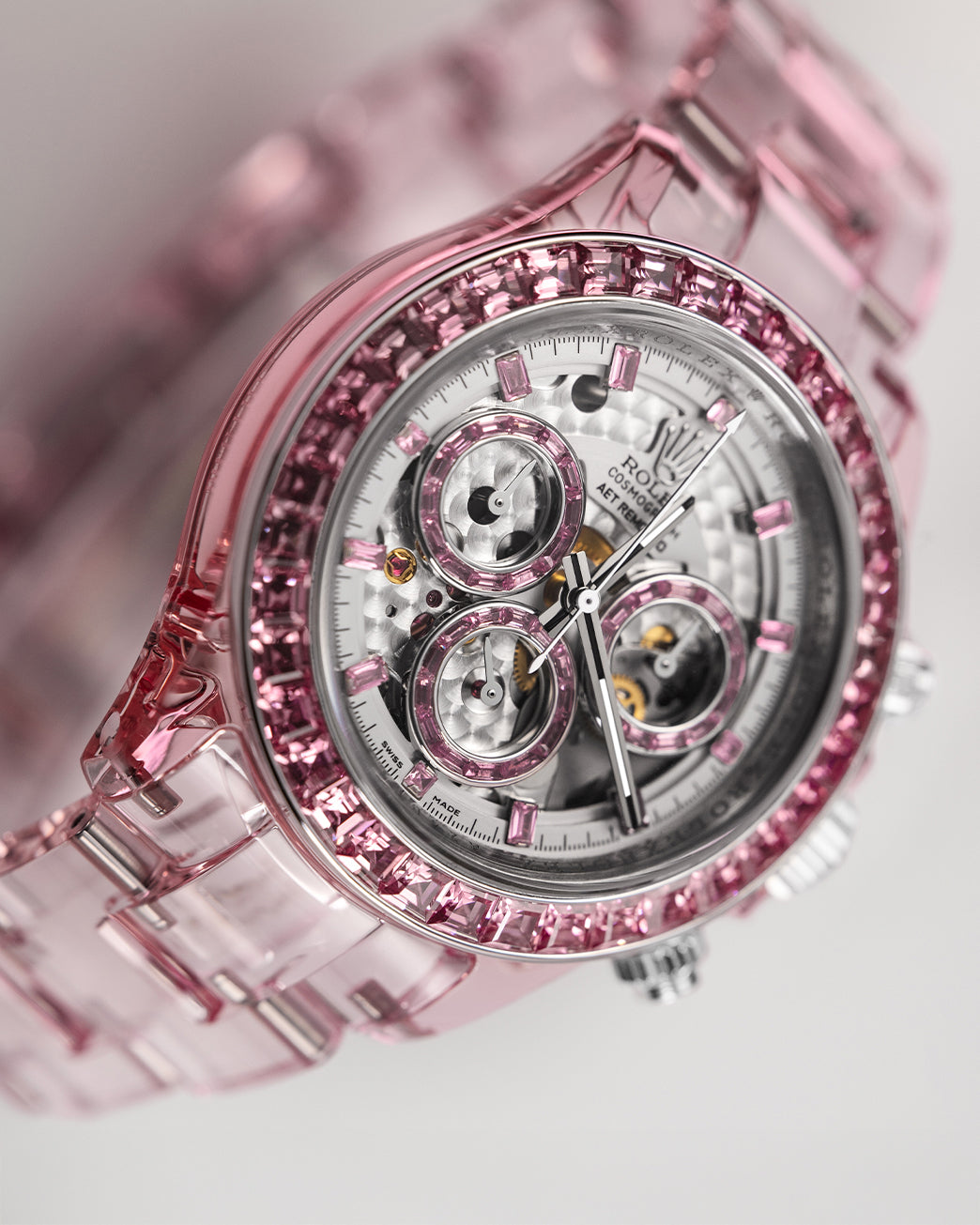 Buy Full Sapphire Rolex Daytona AET REMOULD ROSE FANTASY | WORLDTIMER