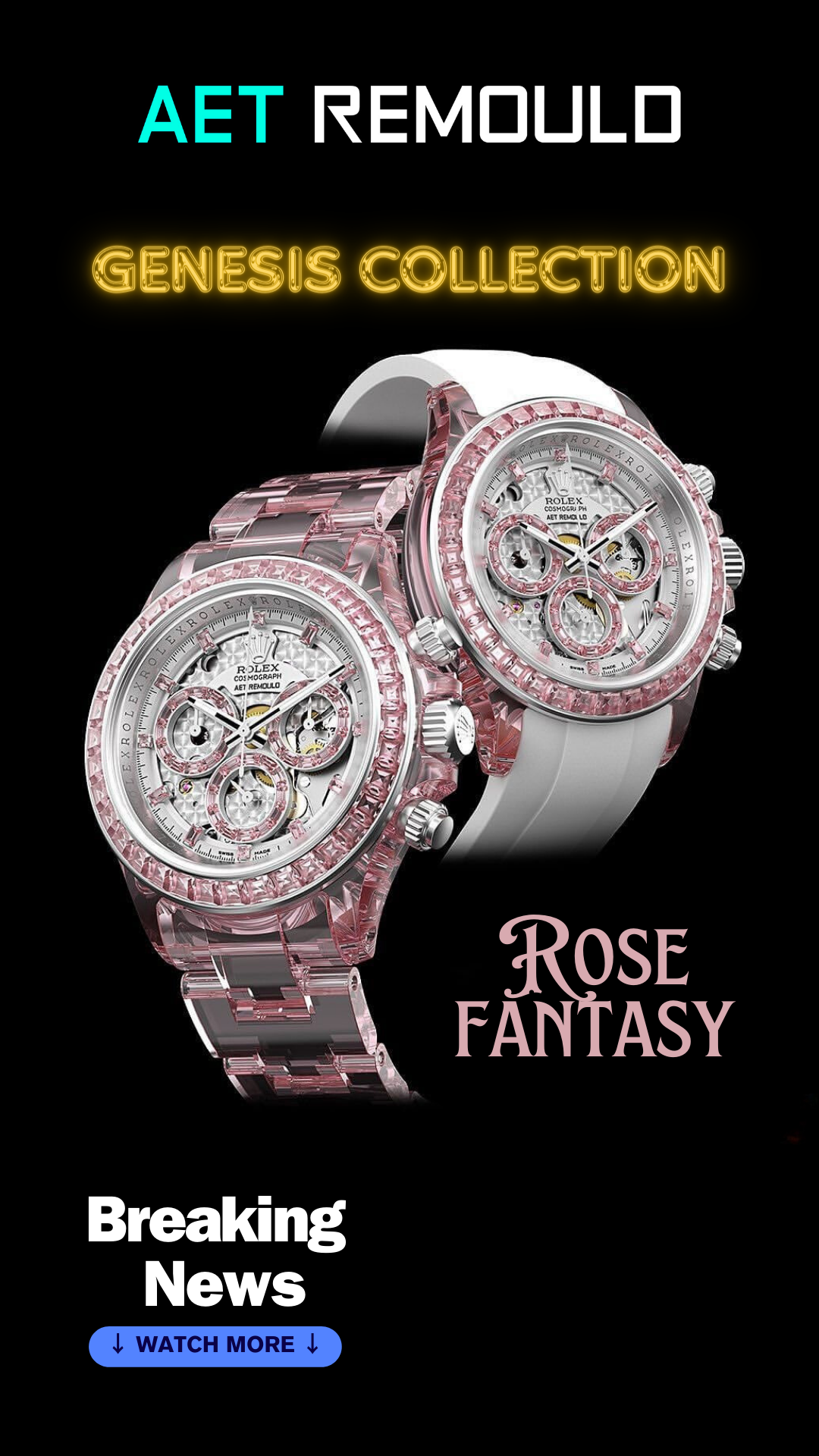 Buy Full Sapphire Rolex Daytona AET REMOULD ROSE FANTASY | WORLDTIMER